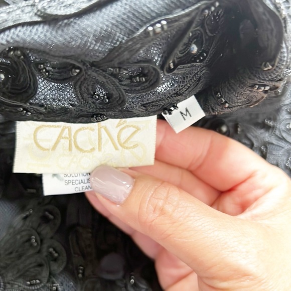 Cache | Tops | Vintage Y2k Black Lace Embroidered Beaded Cropped Cache ...